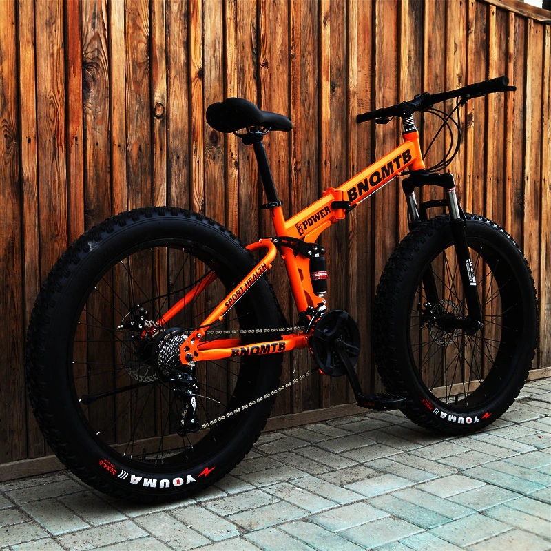 BNQMTB 24/26 Inch Wheel 21 Speed Fat Bike Beach Snowmobile Mountain ...