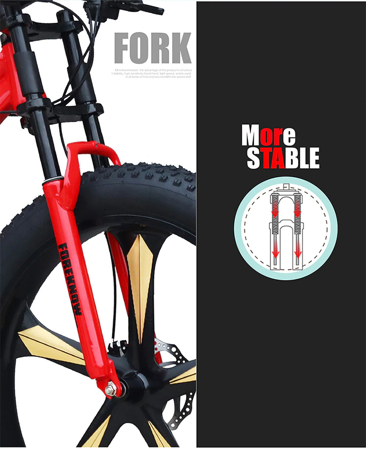 FOREKNOW Mountain Fat Bike 27 Speed Road Bicycle 26 Inch Wheel High ...